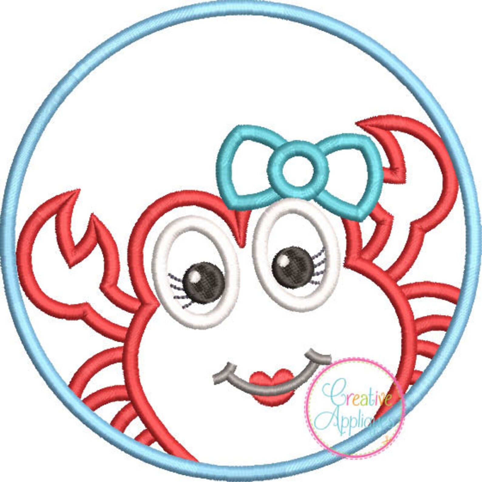 Crab Digital Machine Embroidery Applique Design 4 Sizes, Crab Applique ...