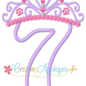 Princess Crown Birthday Number 7 Machine Embroidery Applique Design 4 ...