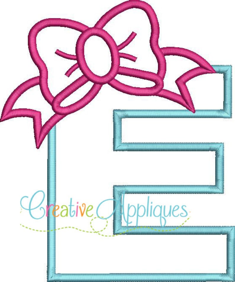 Bow Letter E Applique Machine Embroidery Design 4 Sizes bow | Etsy