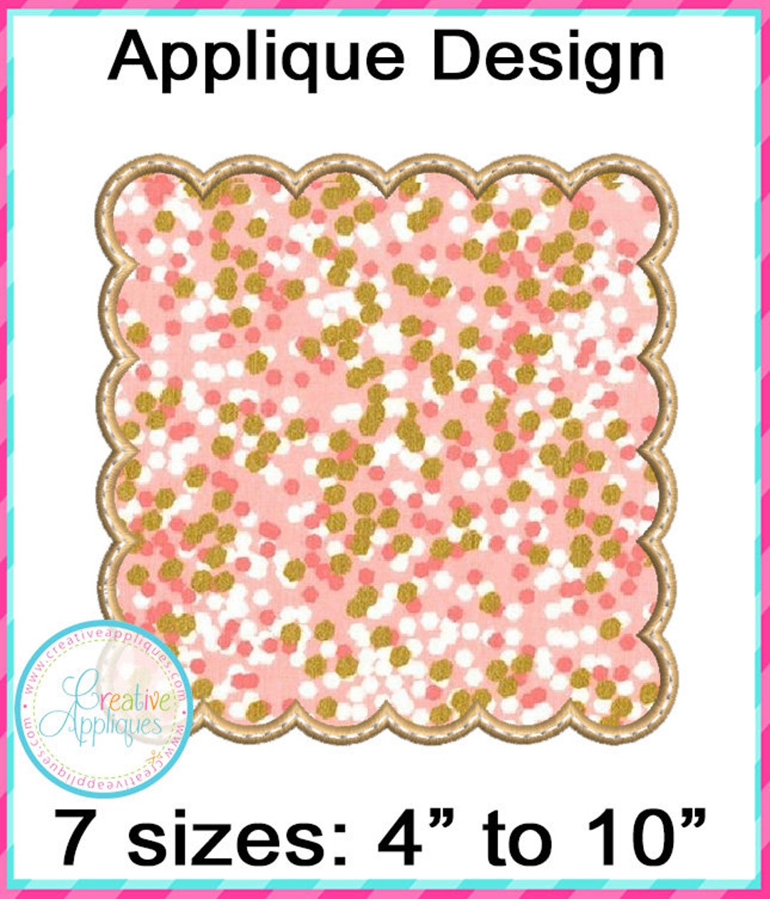 Scallop Square Monogram Frame Machine Embroidery Applique Design 7 ...