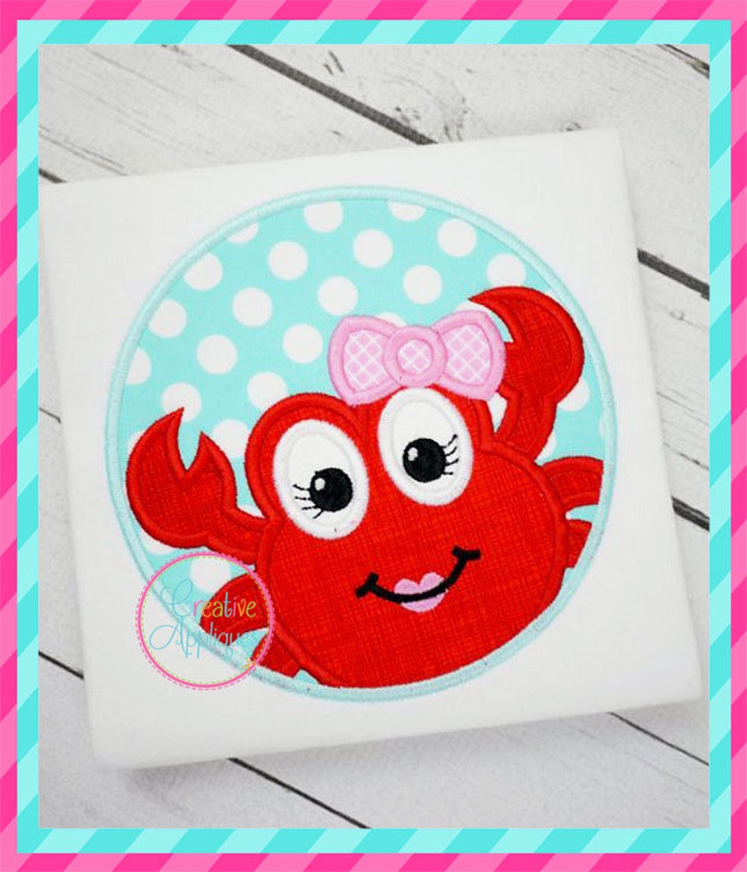 Crab Digital Machine Embroidery Applique Design 4 Sizes, Crab Applique ...
