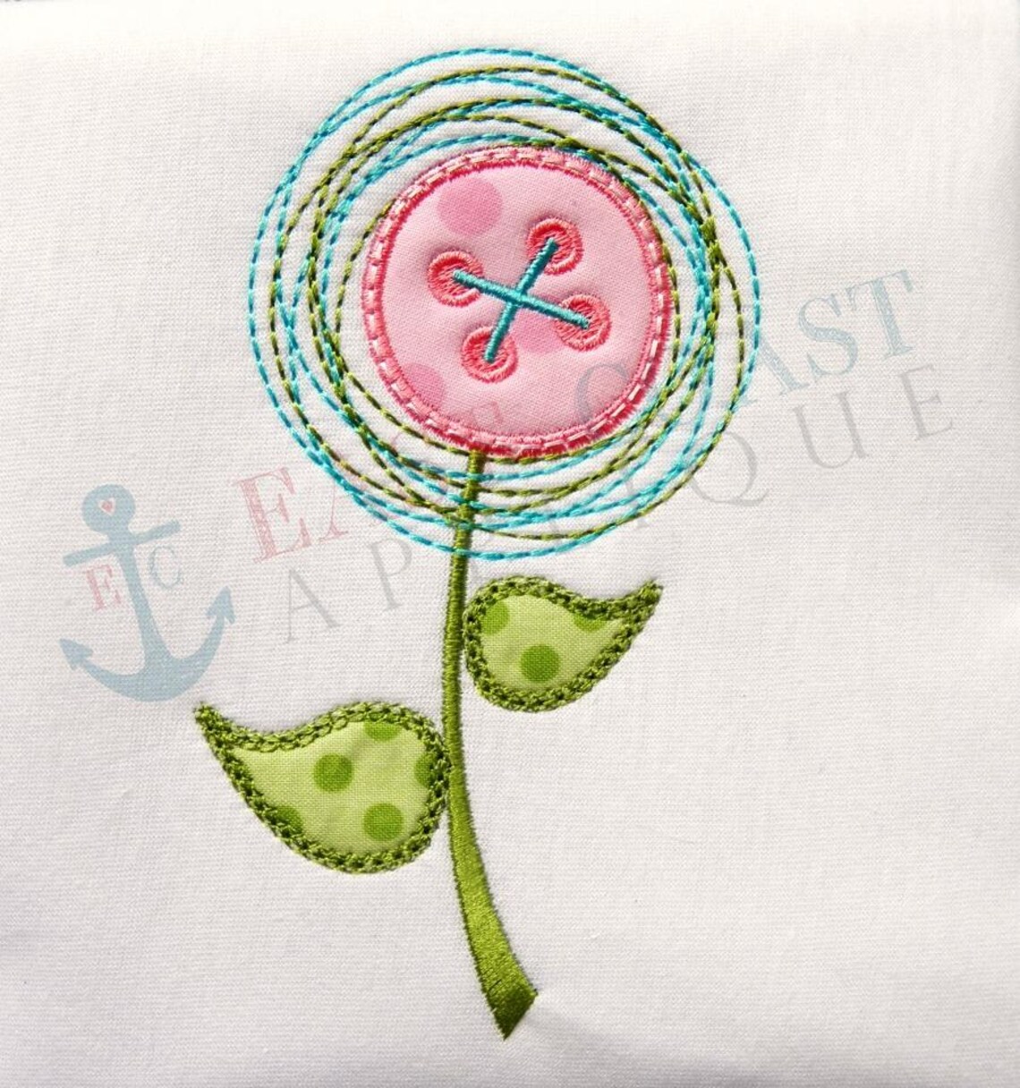 Button Flower Applique Machine Embroidery Design, Flower Applique ...