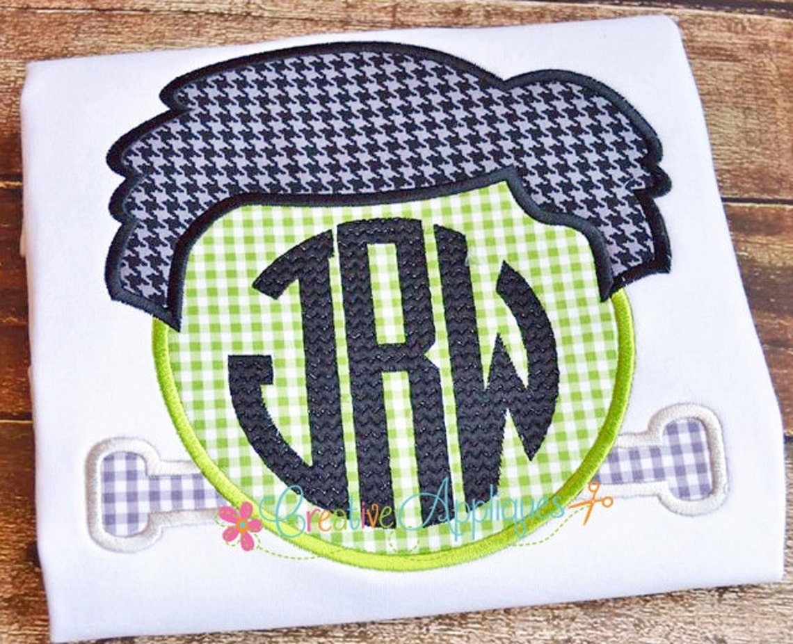Frankenstein Monogram Halloween Digital Machine Embroidery Applique ...