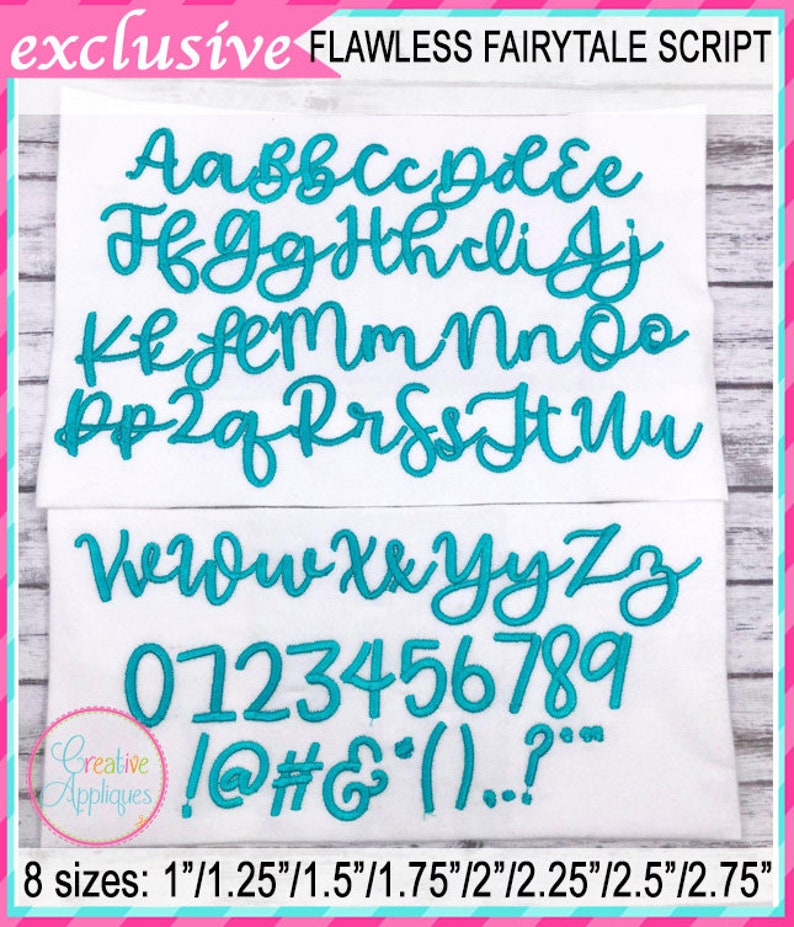 EXCLUSIVE Flawless Fairytale Script Embroidery Font Machine Embroidery ...