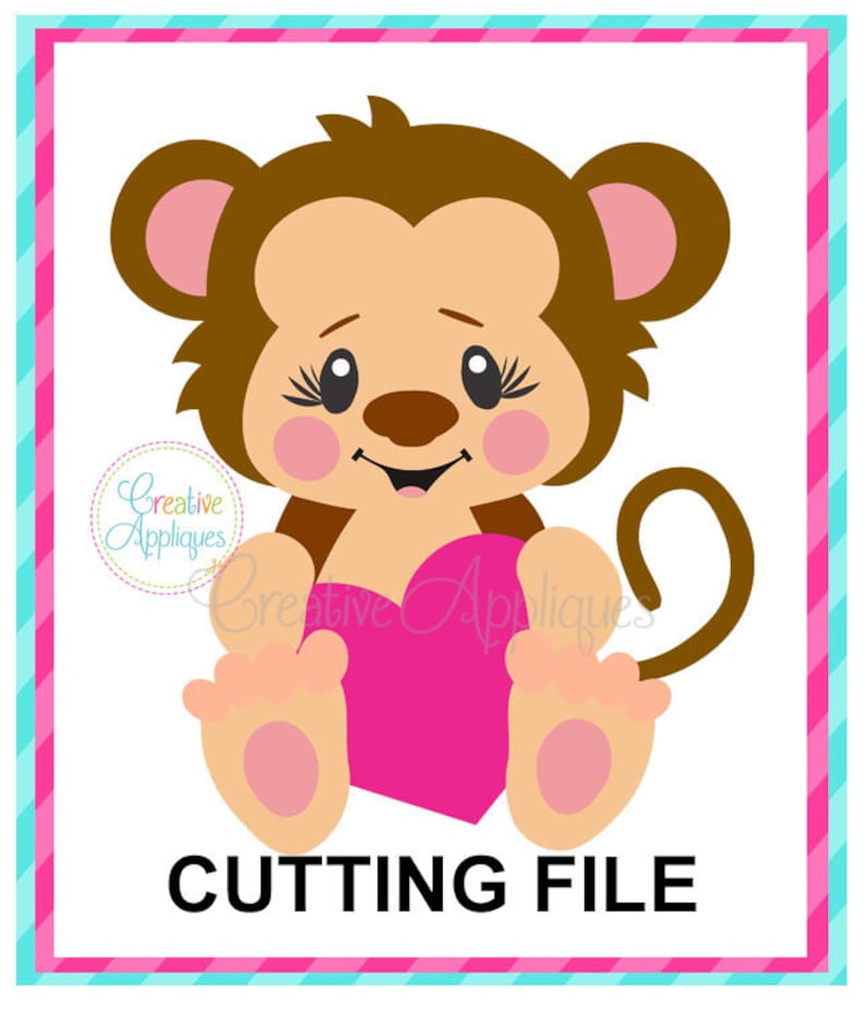Girl Valentine Monkey SVG Cutting File Monkey Svg Monkey Cut - Etsy