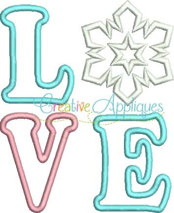 Love Snowflake Applique Digital Machine Embroidery Design 4 - Etsy