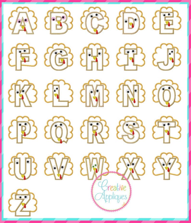 Turkey Alphabet Digital Machine Embroidery Applique Design 4 | Etsy