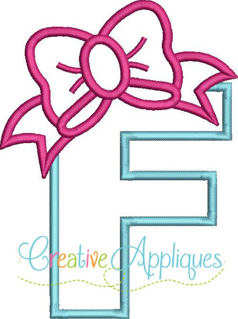 F Bow Letter F Applique Machine Embroidery Design 4 Sizes Bow | Etsy