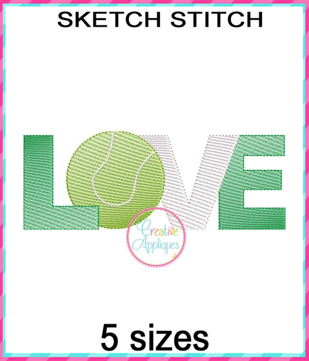 Love Tennis Sketch Stitch Machine Embroidery Design 5 Sizes - Etsy