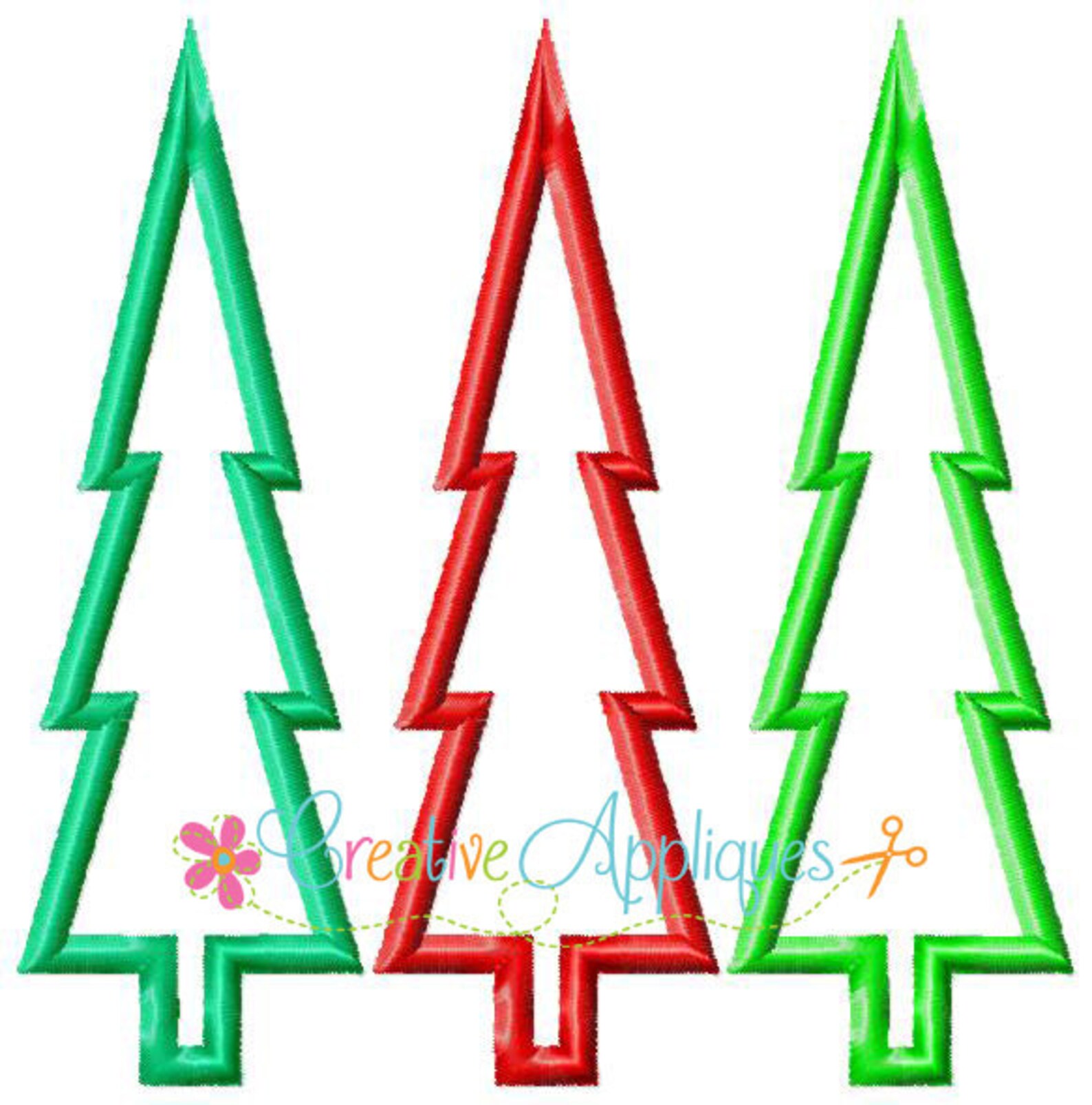 Christmas Tree Trio Applique Digital Machine Embroidery Design | Etsy