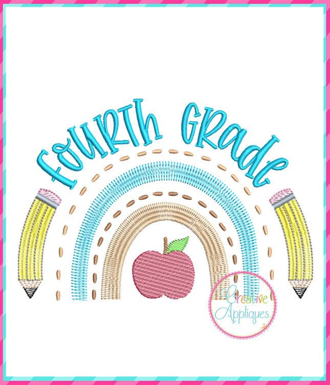 Fourth Grade Rainbow Machine Embroidery Design 4 Sizes, 4th Grade ...
