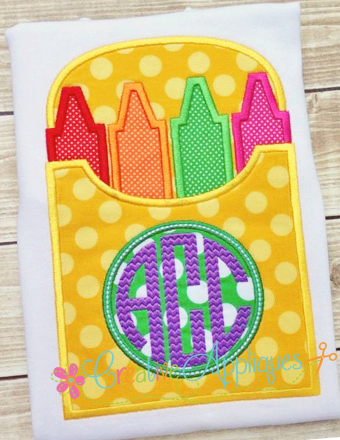 Crayon Box Monogram Digital Machine Embroidery Applique Design 4 Sizes ...