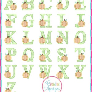 Pumpkin Alphabet Digital Machine Embroidery Design 5 Sizes, Autumn Fall ...