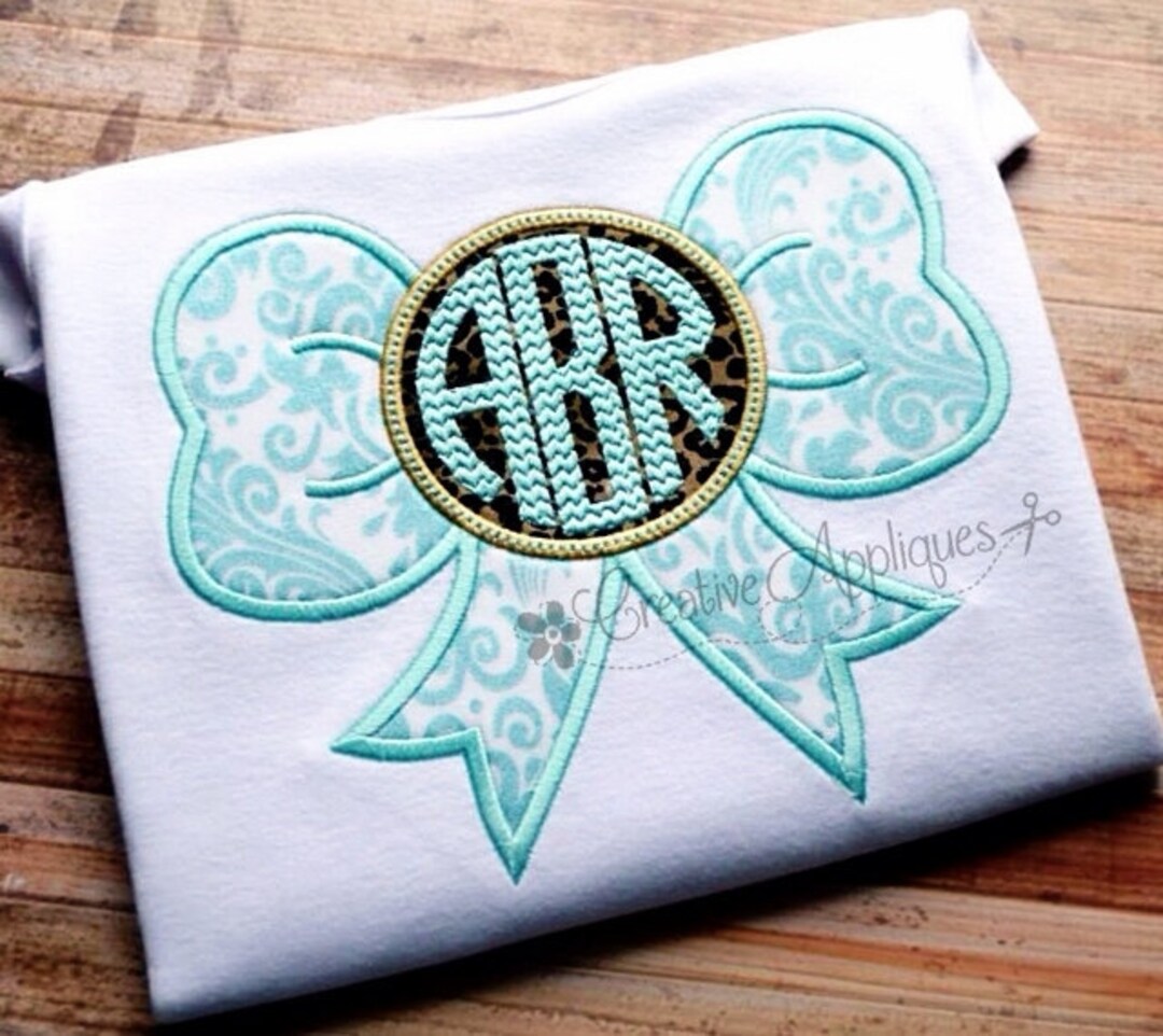 Bow Monogram Digital Machine Embroidery Applique Design 4 SIZES!!! - Etsy