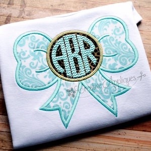 Bow Monogram Digital Machine Embroidery Applique Design 4 SIZES!!! - Etsy