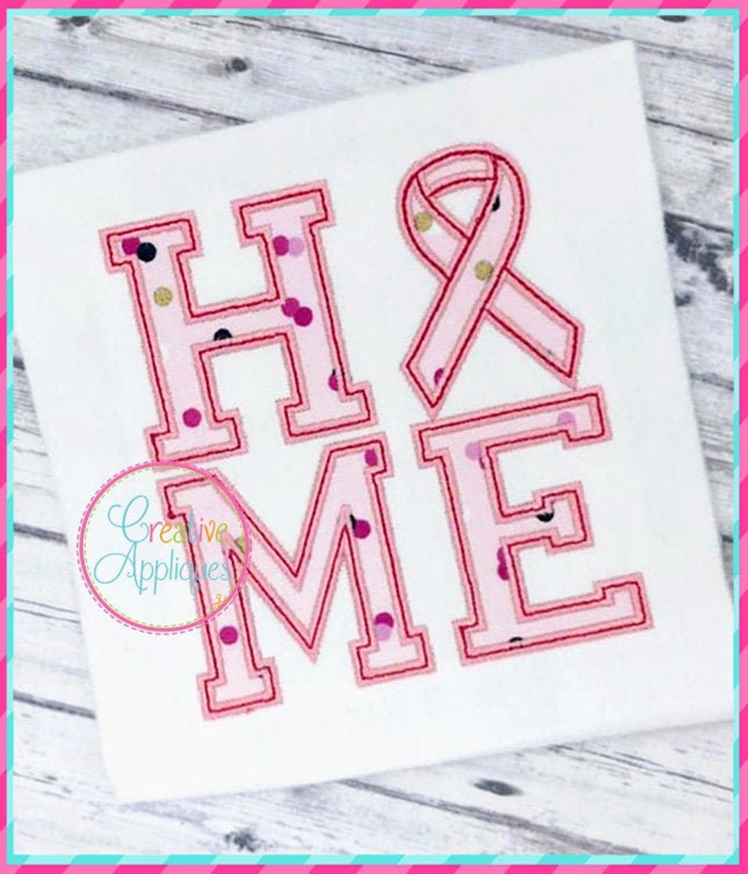 Home Awareness Ribbon Applique Digital Machine Embroidery Design 4 ...