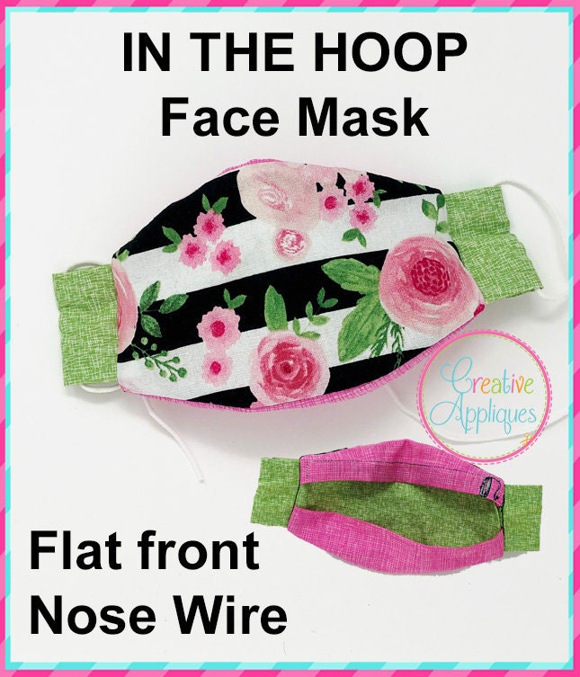 4 SIZES! in the Hoop Flat Front Face Mask Digital Machine Embroidery ...