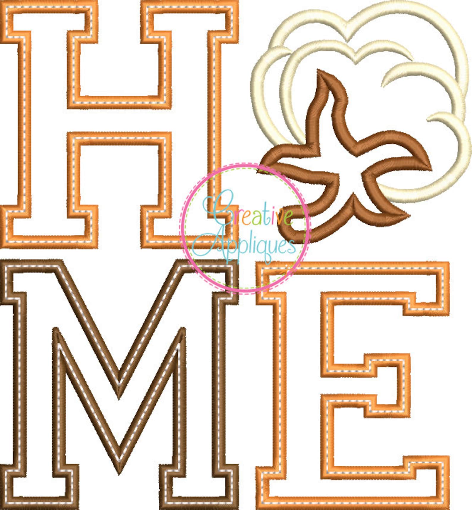 Cotton Boll Applique Digital Machine Embroidery Design 4 Sizes, Cotton ...