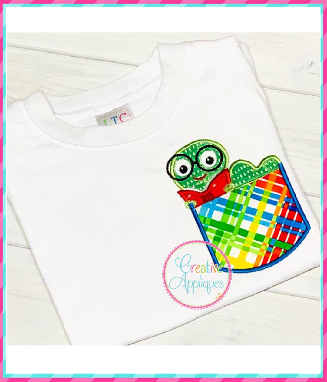 Bookworm Pocket Applique Machine Embroidery Design 9 Sizes, in the Hoop ...