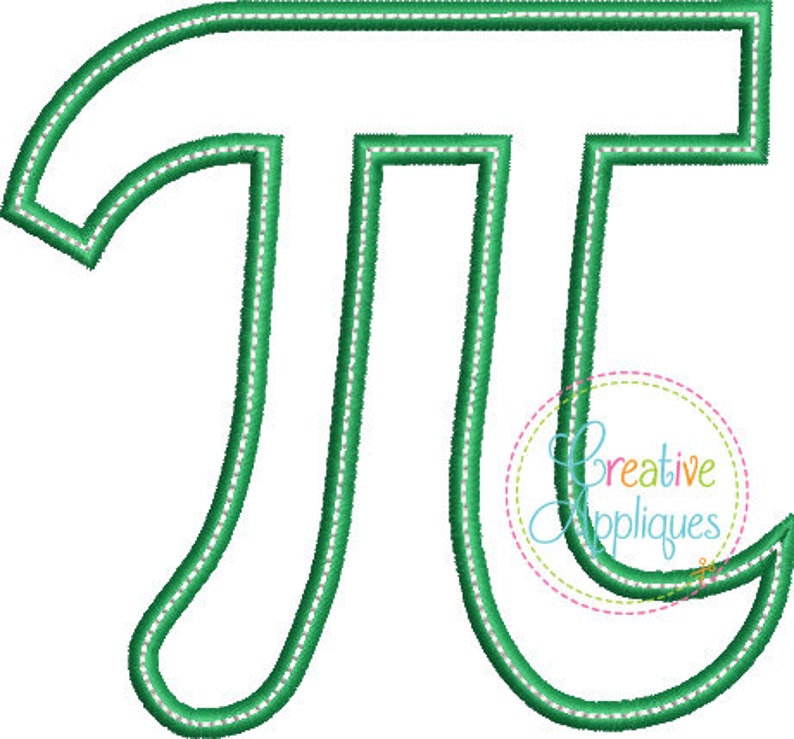 Pi Symbol Sign School Math Applique Digital Machine Embroidery Applique ...