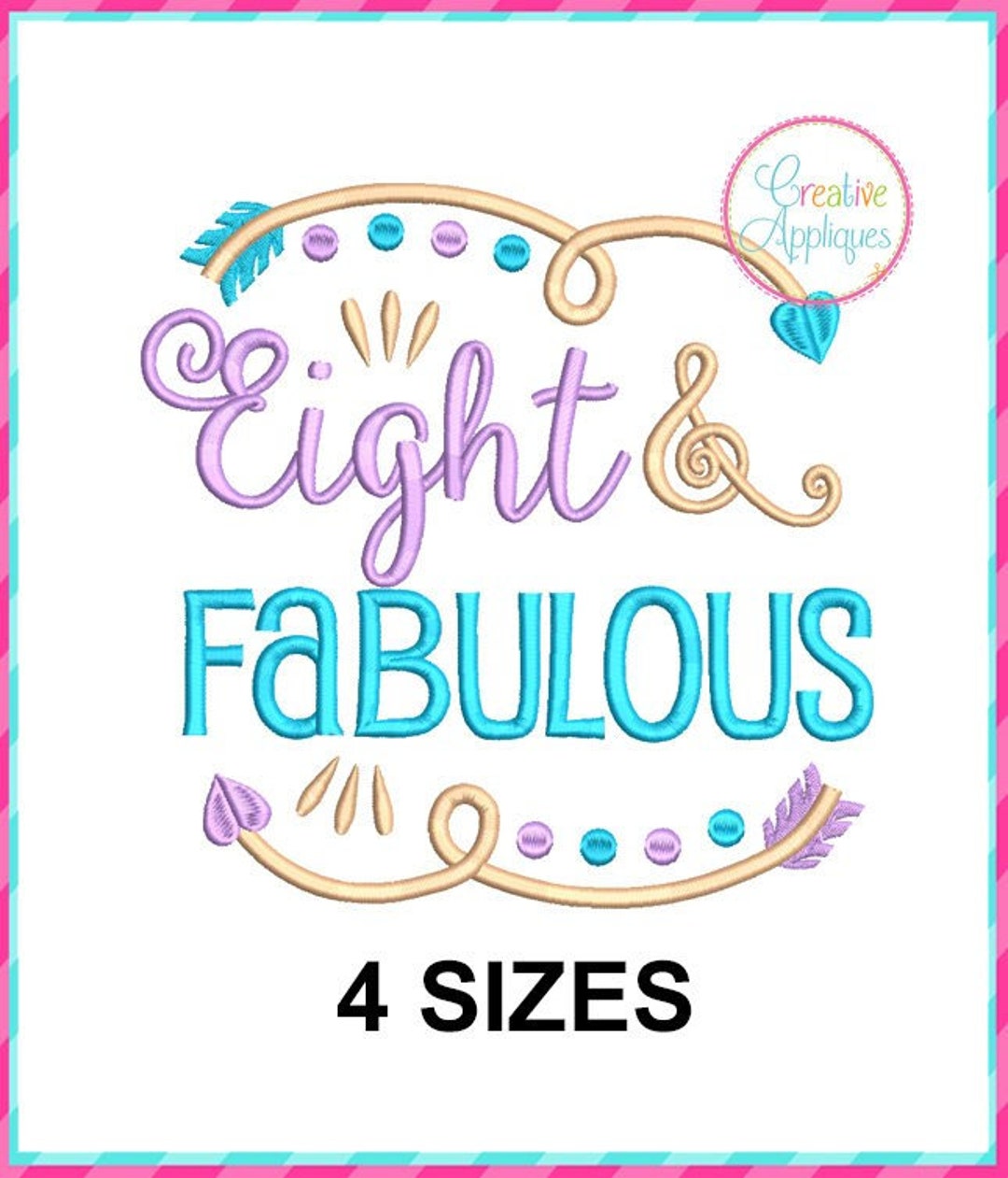Eight & Fabulous Birthday Girl Digital Machine Embroidery Design 4 ...