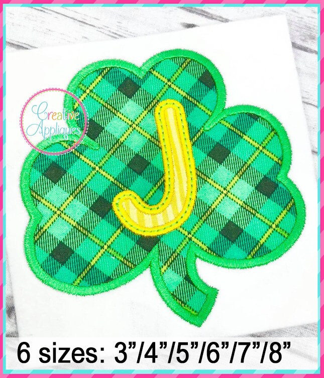 6 Sizes! Shamrock Clover Alphabet Letter Set A-Z Applique Machine ...