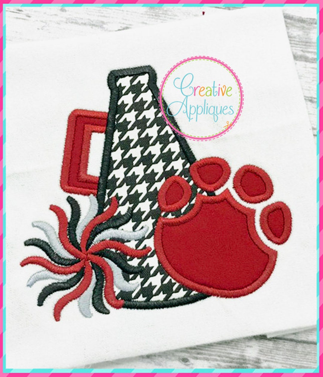 Elephant Paw Megaphone Cheer Applique Digital Machine Embroidery Design ...