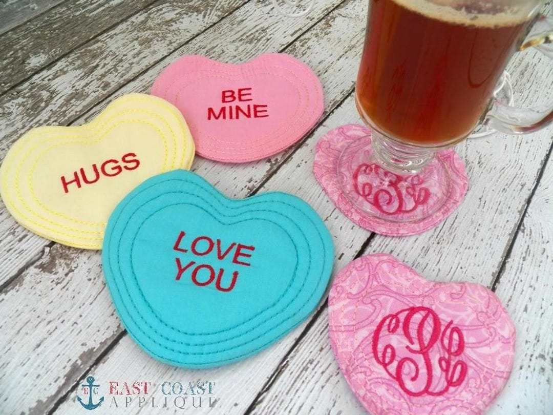 Heart Coaster and Mug Rug in the Hoop Design, Mug Rug in the Hoop ...