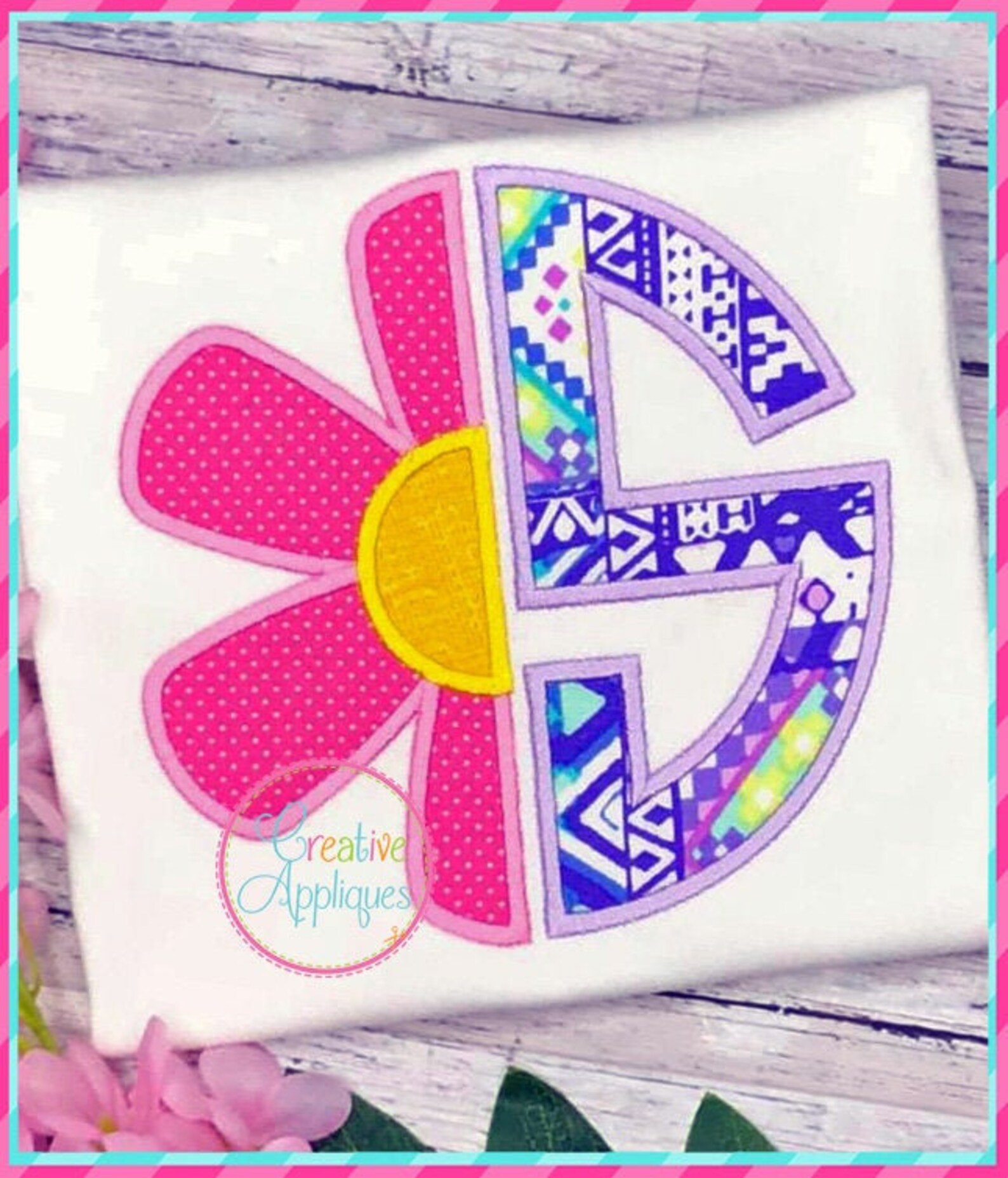 6 Sizes! Flower Circle Alphabet Letter Uppercase A Thru Z, Applique ...