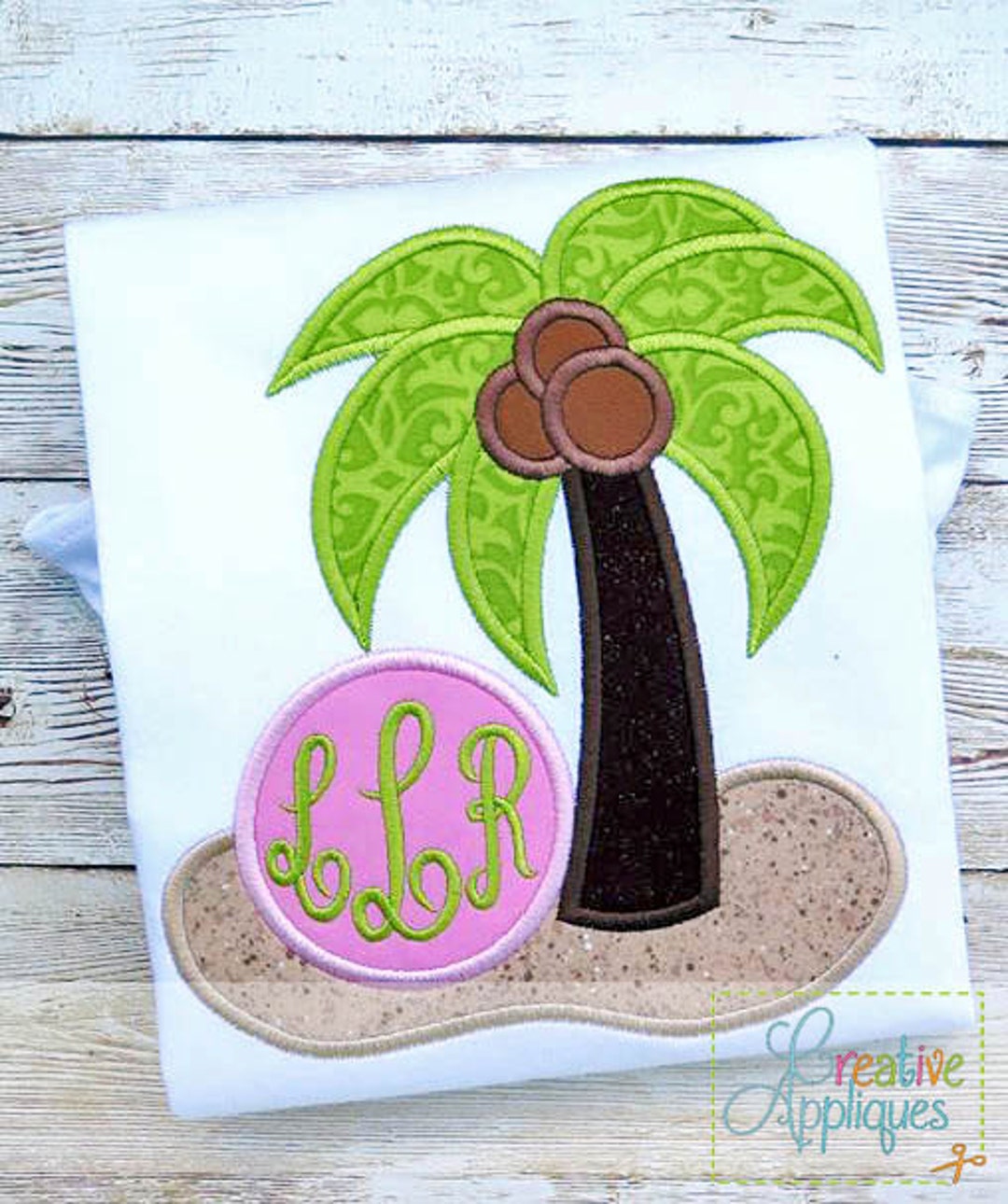 Palm Tree Monogram Digital Machine Embroidery Applique Design 4 Sizes ...