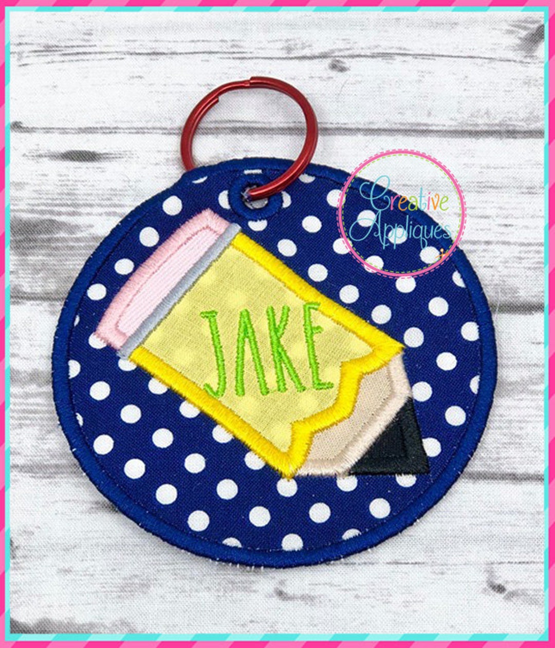 In the Hoop Pencil Circle Tag Digital Machine Embroidery Applique ...