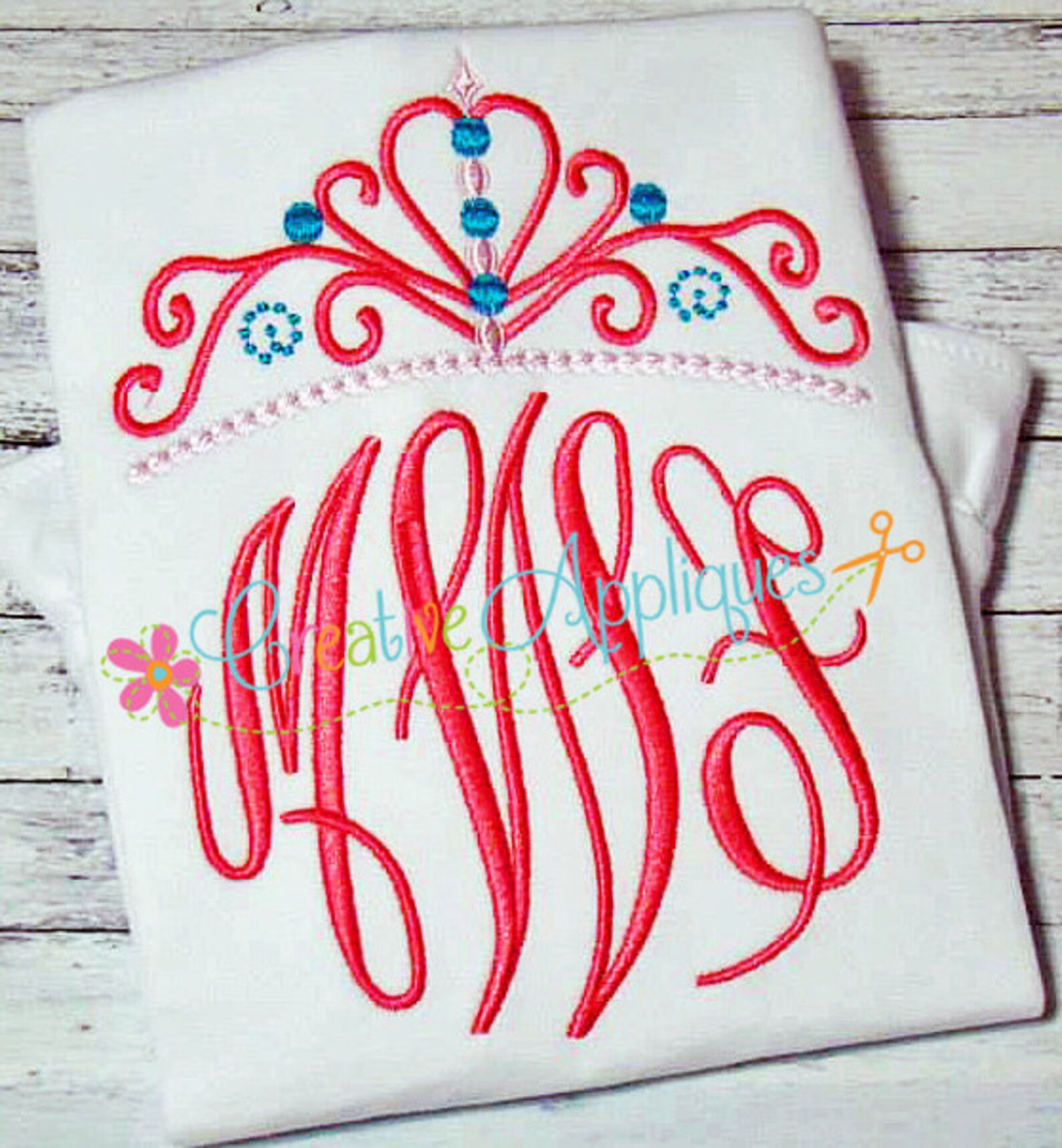 Princess Crown Monogram Topper Machine Embroidery Design 6 Sizes ...