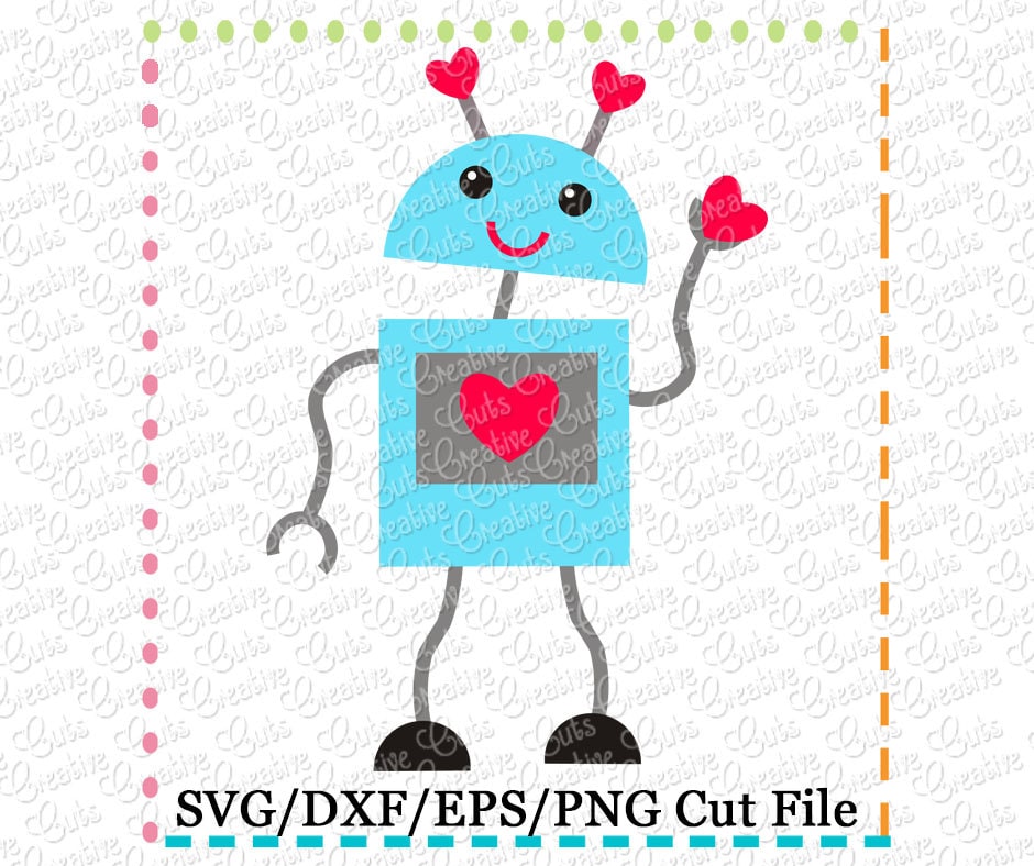 Valentine Robot SVG Cutting File robot svg robot cut file | Etsy