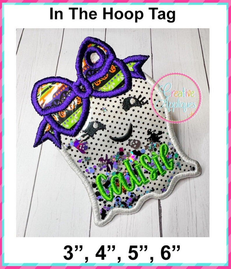 Ghost Girl Tag in the Hoop Tag Machine Embroidery Design 4 - Etsy