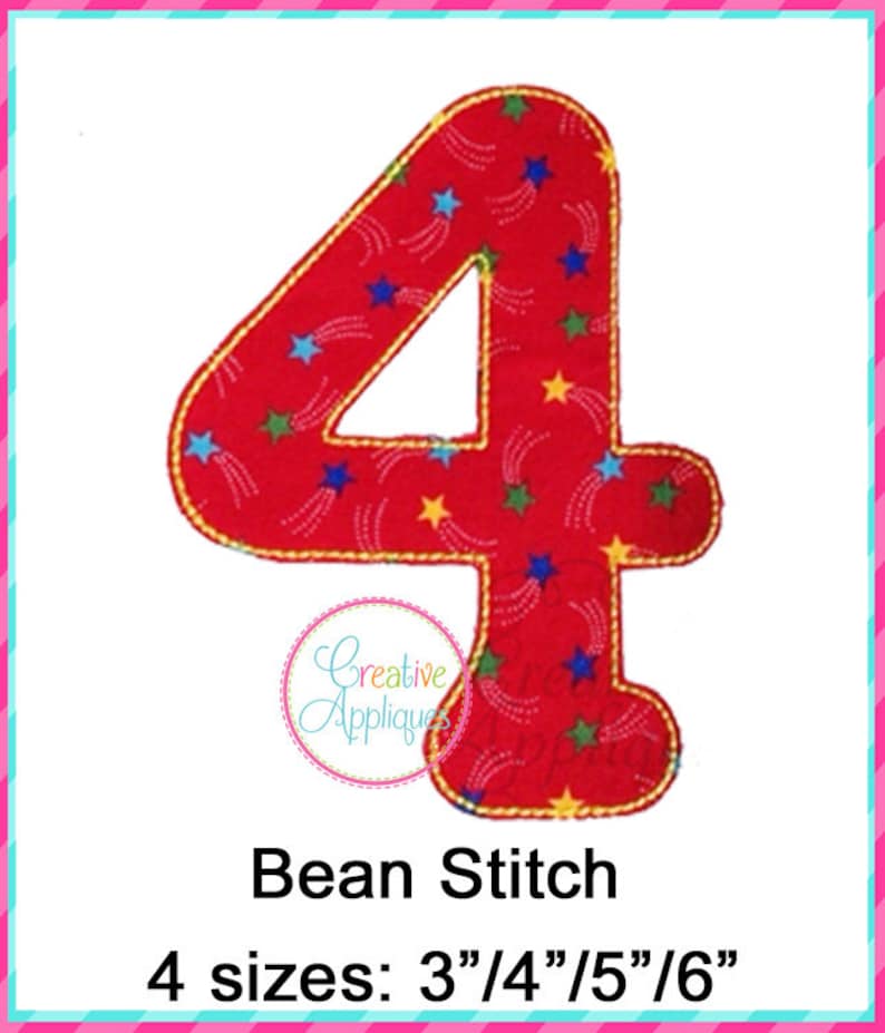 Number Set 0 Thru 9 4 Different Stitch Types Vintage, Bean, Lace, Satin ...