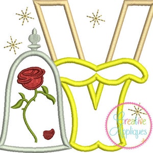 Letter V Beauty Rose Princess Alphabet Letter Applique Machine ...
