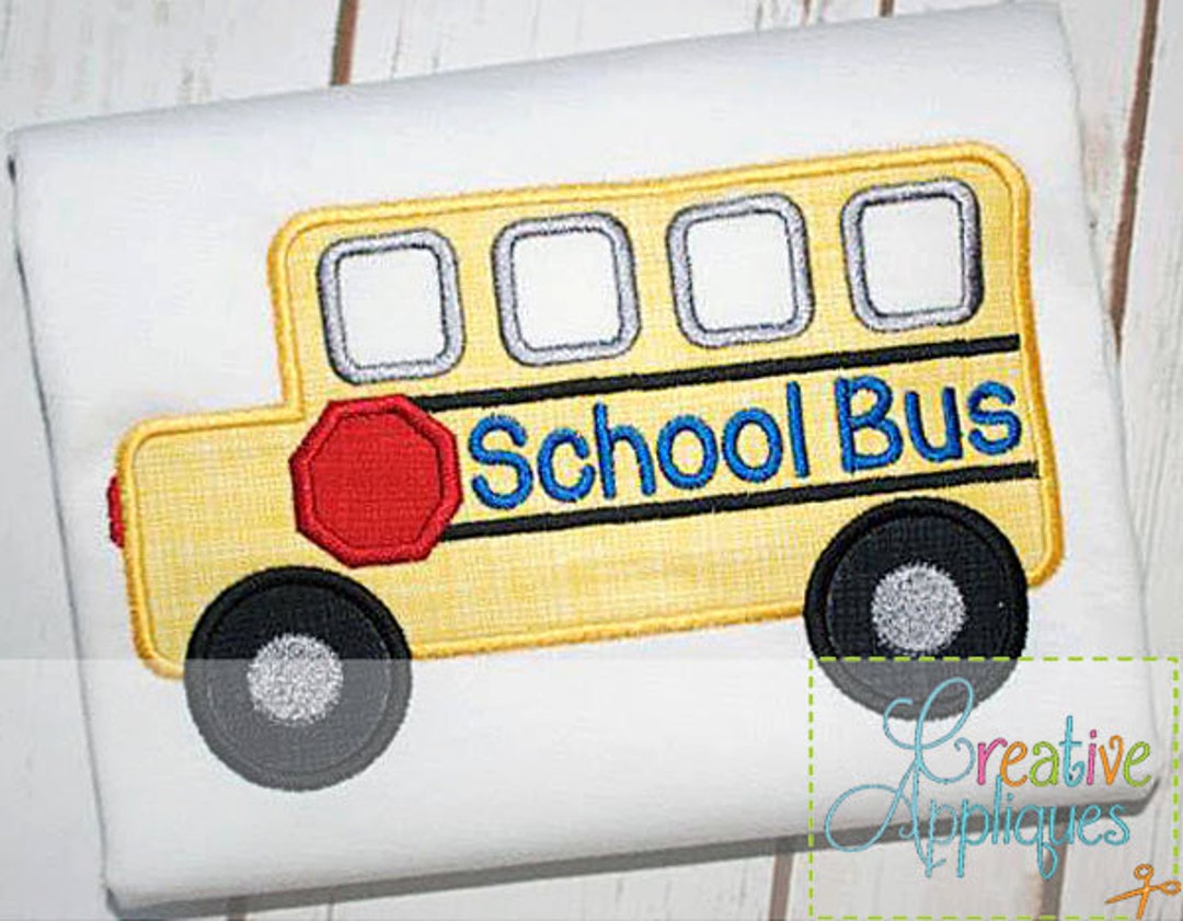 School Bus Digital Machine Embroidery Applique Design 4 Sizes - Etsy
