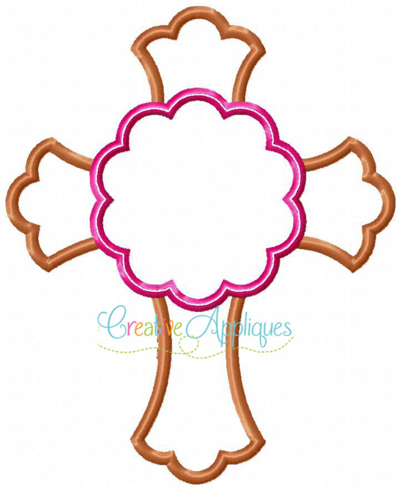 Monogram Cross Scallop Machine Embroidery Applique Design 4 - Etsy