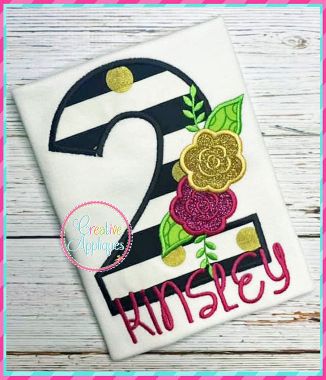 4 Sizes! 2 Flower Number Set, Applique Machine Embroidery Design ...