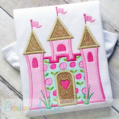 Castle Monogram Princess Digital Machine Embroidery Applique - Etsy