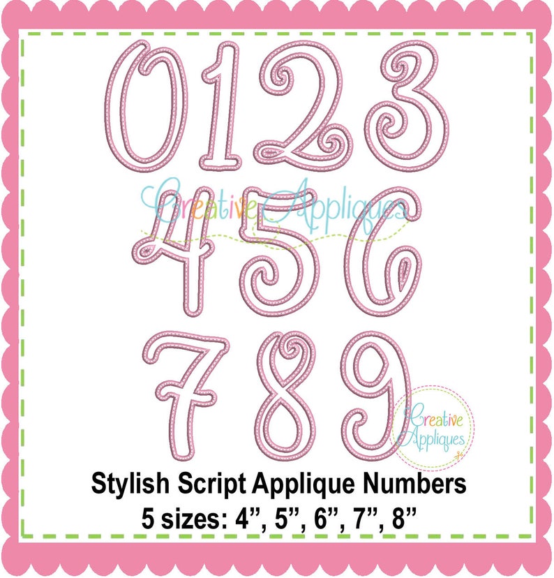 Stylish Script Numbers Birthday Set Applique Digital Machine | Etsy