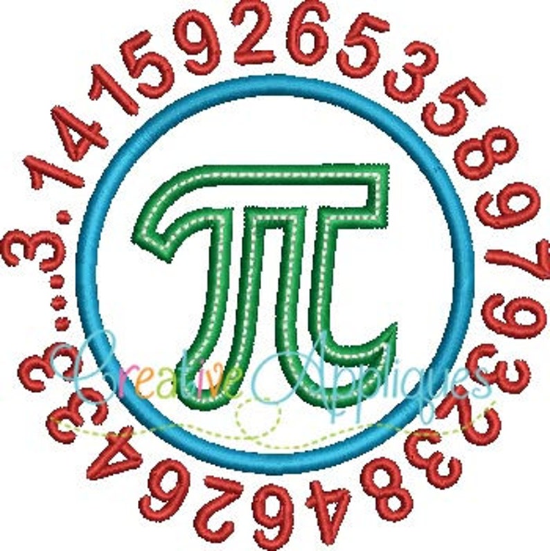 Pi Symbol Sign School Math Applique Digital Machine Embroidery | Etsy