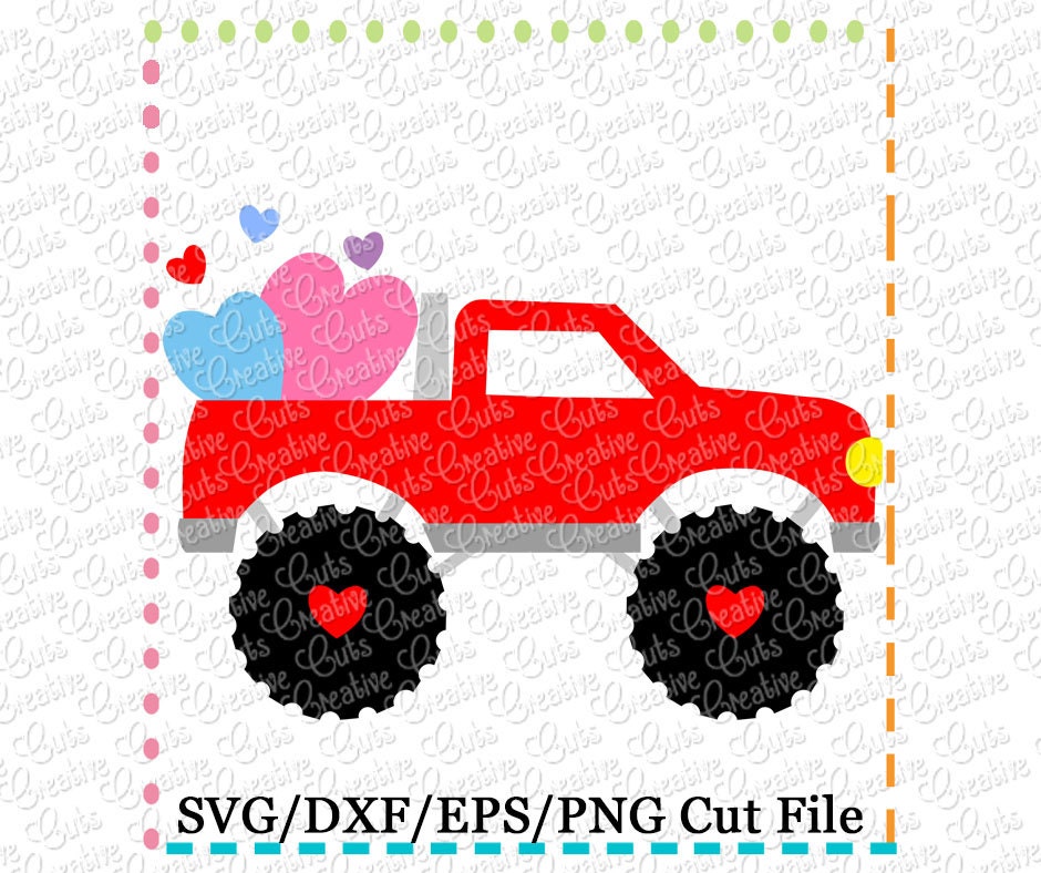 Valentine Monster Truck SVG Cutting File Truck Svg Truck Cut | Etsy