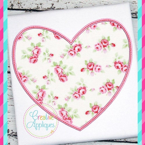 Heart Applique Digital Machine Embroidery Design 5 Sizes - Etsy