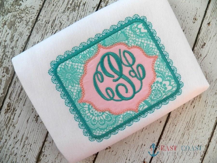 Frilly Patch Frame Machine Embroidery Design, Square Patch Applique ...