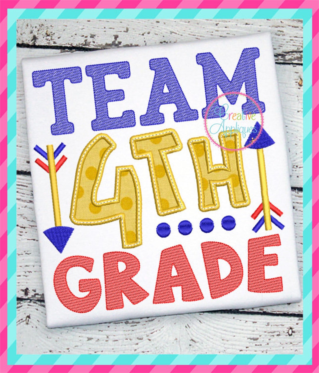 Team 4th Grade Digital Machine Embroidery Applique Design 4 Size ...