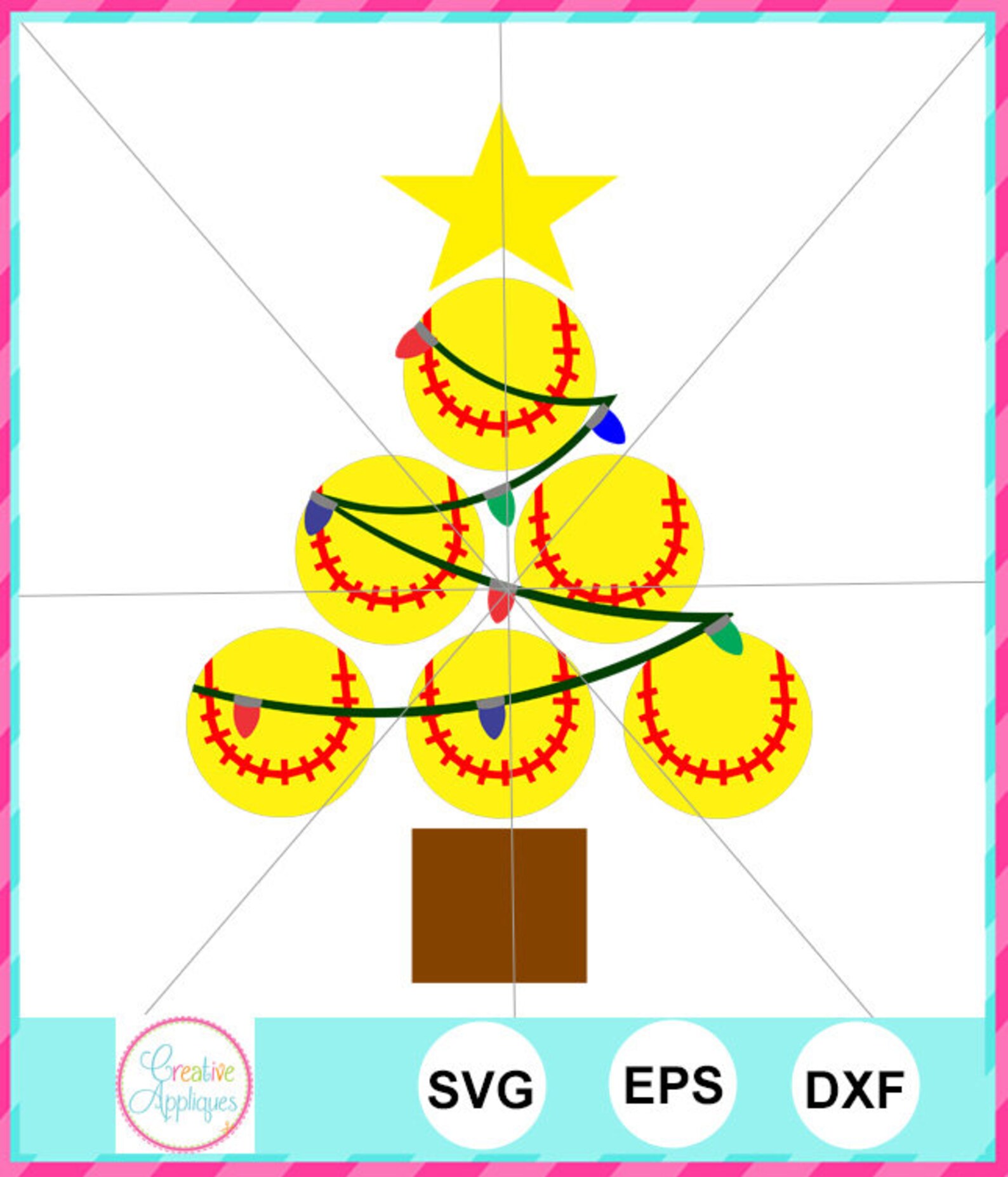 EXCLUSIVE Softball Christmas Tree SVG Cut File Softball - Etsy