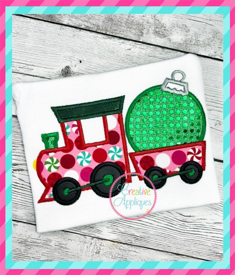 Christmas Ornament Train Applique Digital Machine Embroidery Design 5 ...