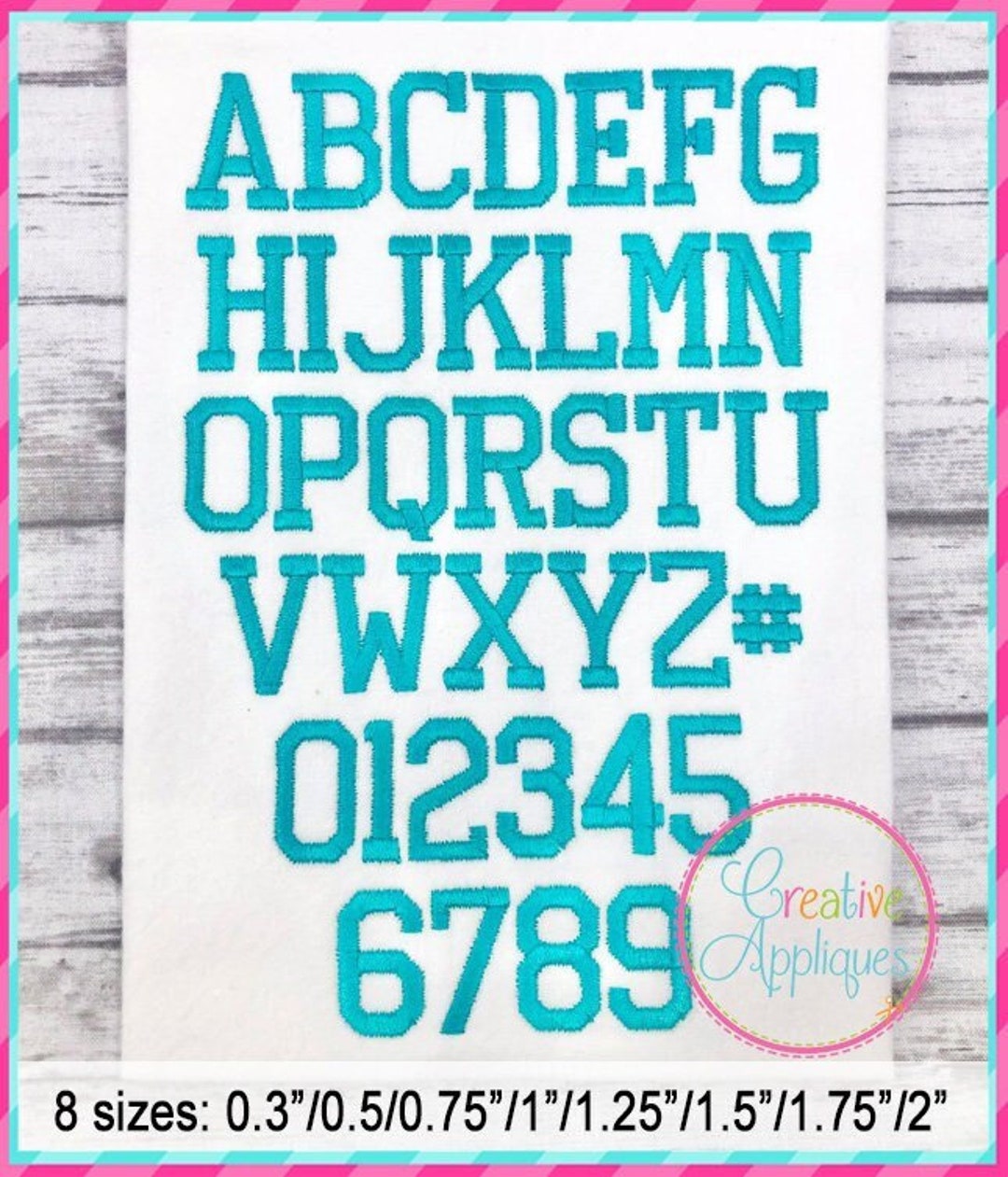 8 Sizes! Varsity Embroidery Alphabet Font Digital Machine Embroidery, A ...