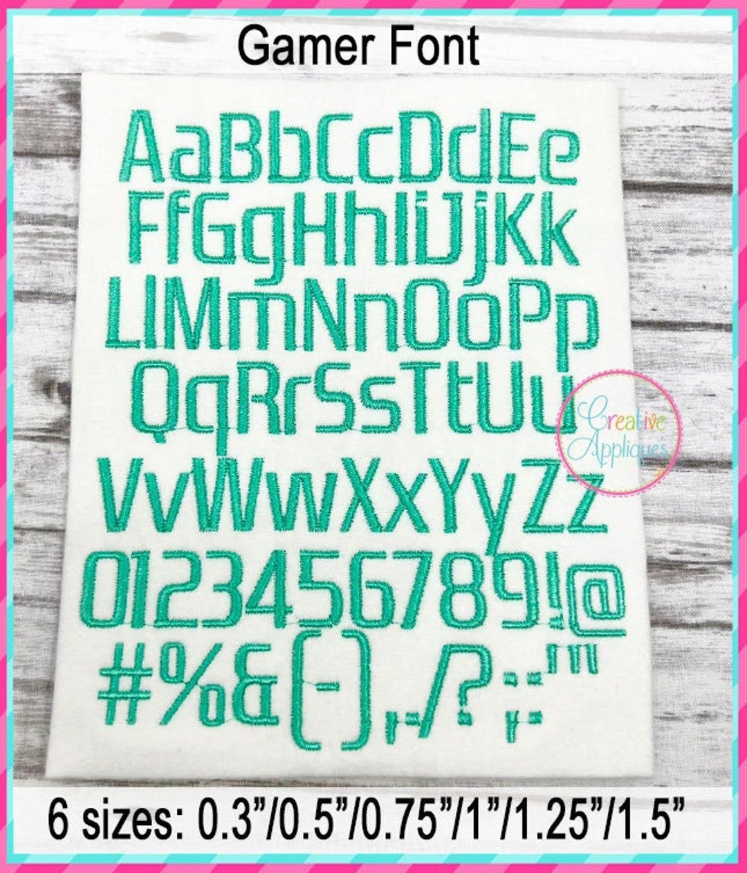 6 Sizes Gamer Embroidery Alphabet Font Digital Machine Embroidery, A to ...